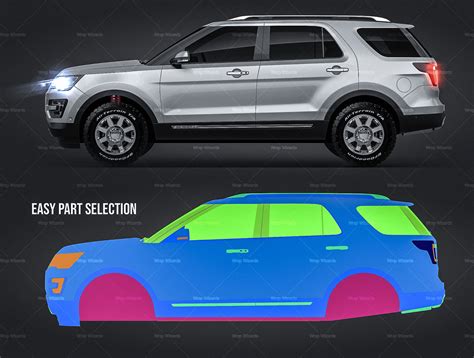 Ford Explorer 2016 Glossy Finish All Sides Car Mockup Template Psd