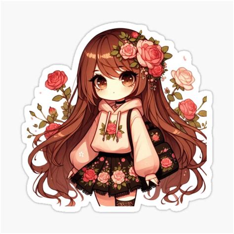 Rose Kawaii Girl Sticker For Sale By Palmyr Redbubble