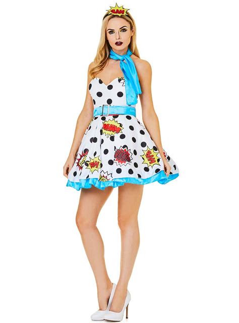 Womens Pop Art Costume Retro Comic Print Costume For Women