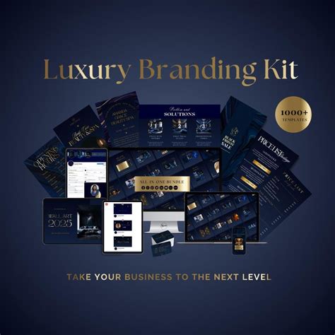 Blue Gold Brand Kit Luxury 1000 Templates Canva For Instagram