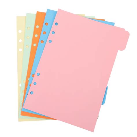 Mlins A5 6 Hole Paper Dividers 5 Colors Pp Material Notebook Journal Organizer