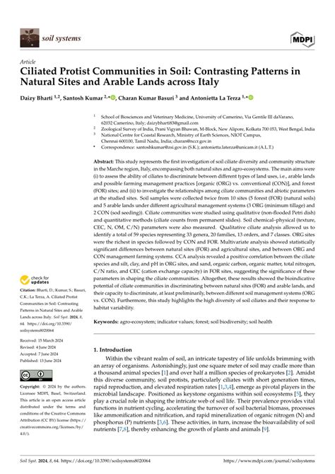 Pdf Ciliated Protist Communities In Soil Contrasting Patterns In