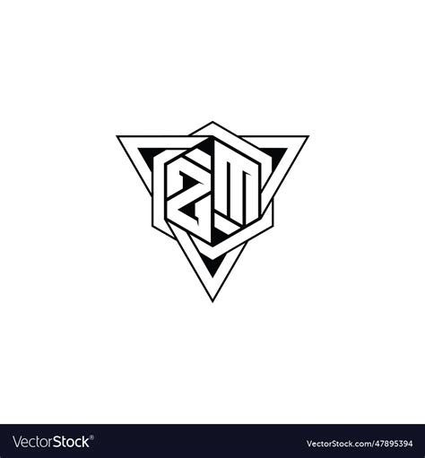 Zm Letter Logo Monogram Hexagon Shape Royalty Free Vector