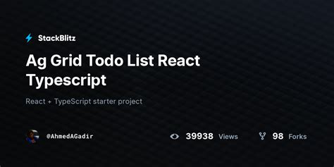 Ag Grid Todo List React Typescript Stackblitz