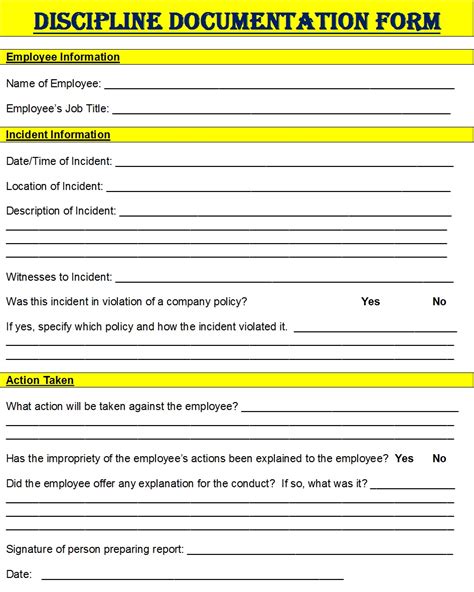 Disciplinary Action Form Templates Free Report Templates