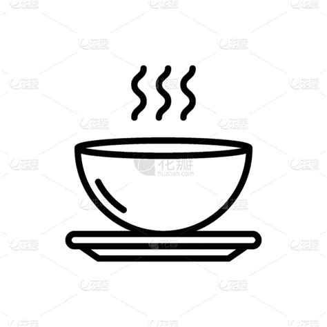 汤矢量绘画插图图标高雅线条蔬菜晚餐热菜单素材 花瓣网