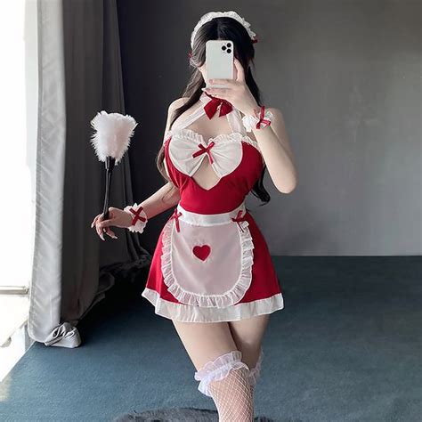 Yomorio Sexy Maid Costume Anime Maid Cosplay Outfit Cut Out Lingerie D