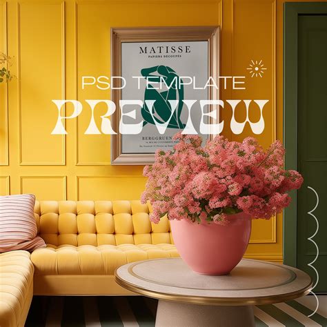 High Definition Yellow Living Room Aesthetic Frame Mock Up Bundle