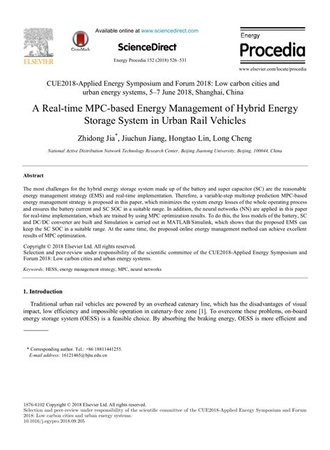 Pdf A Real Time Mpc Based Energy Management Of Hybrid Energy Storage
