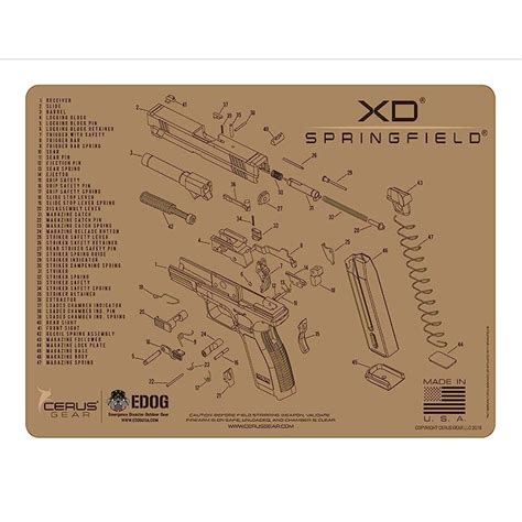 Edog P365 Schematic Mat Sig Sauer Tan Edog P365 Gun Cleaning Mat Tan