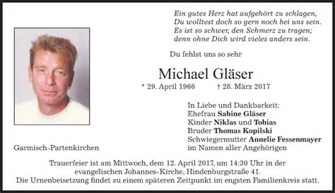 Traueranzeigen Von Michael Gläser Trauer Merkur De