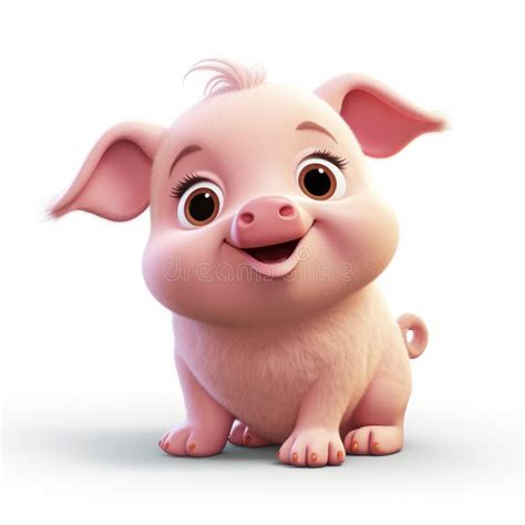 Cute Cartoon Pig With Big Eyes