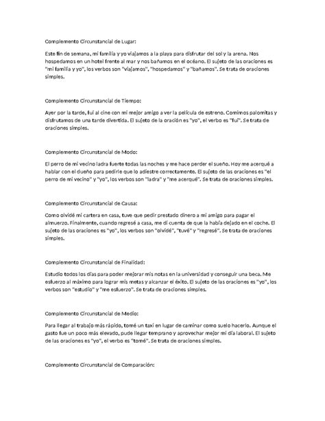 Complementos Circunstanciales Nos Hospedamos En Un Hotel Frente Al