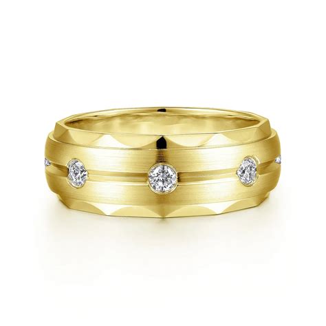 14k Gold Diamond Satin Finish Wedding Band Appelts Diamonds