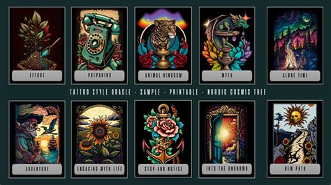 Printable Tattoo Style Oracle Printable Oracle Cards Pdf Oracle Cards
