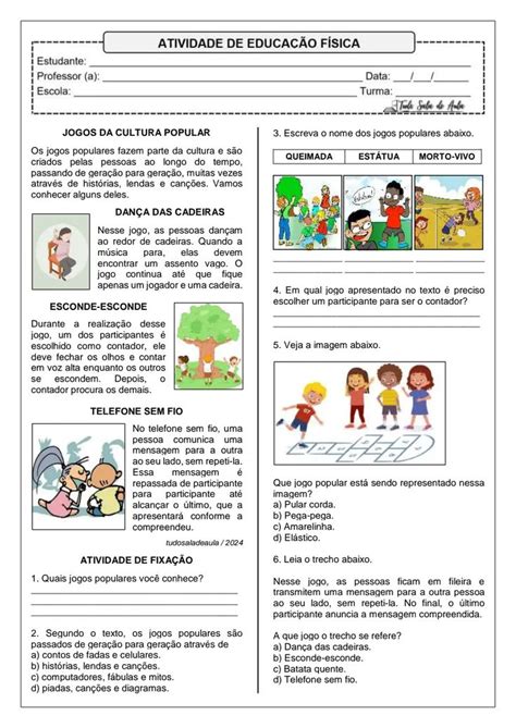Jogos Da Cultura Popular Tudo Sala De Aulapdf Educação Física Jogos E Brincadeiras