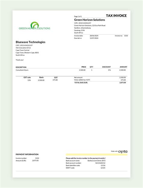 Invoice Example — Conta Conta