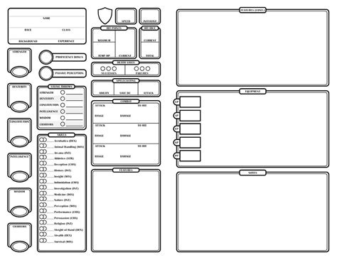 Dnd 5e Character Sheet Compact Half Sheet