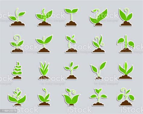 Grass Patch Sticker Icons Vector Set Stock Illustration Download