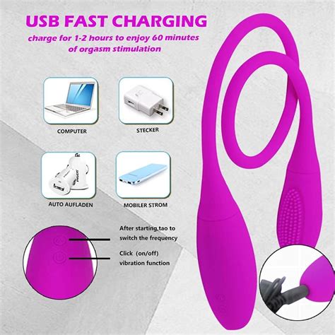 Vibrating Double Ended Dildo Clitoris Vibrator Anal Butt Plug Couple