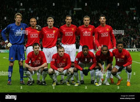 Manchester Uniteds Team Group During The Uefa Champions League First