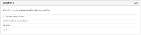 Solved Question 3the Roc Curve For A Perfect Classifier Will