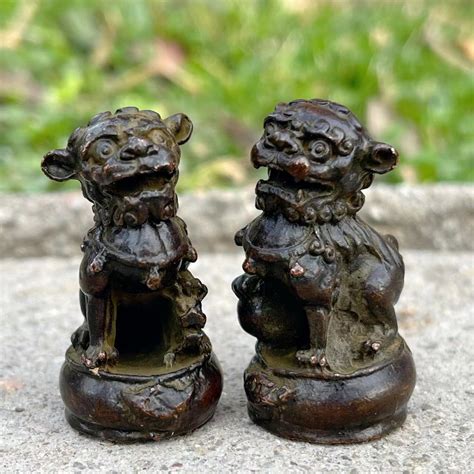 A Pair Mini Copper Feng Shui Money Wealth Lion Loon Dragon Pixiu Beast