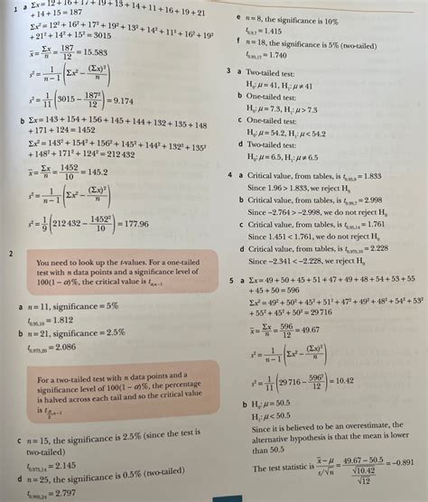 Solutions 9231 Statistics Inferential Statistics Exercise 1 Maths