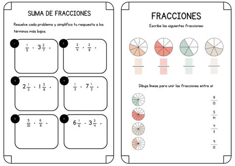 Hojas De Trabajo De Fracciones Para Segundo Grado Suma De Fracciones