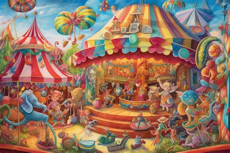 Premium Photo A Colorful Illustration Of A Circus Tent With A Large