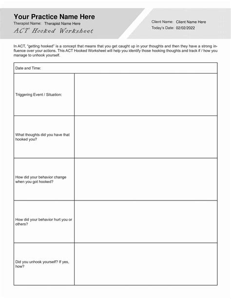 Act Hooked Worksheet Pdf Therapybypro