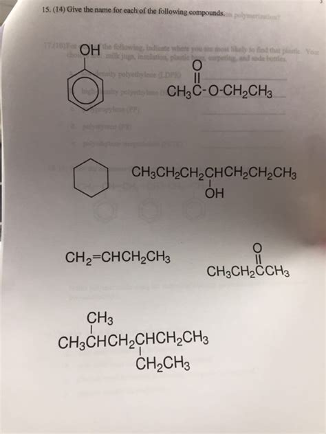Solved Give The Name For Each Of The Following Compounds