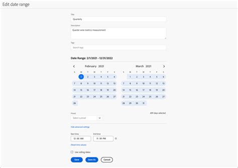 Create Date Ranges Adobe Analytics