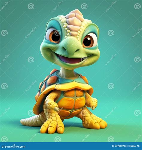 Super Adorable Pixar Style Rendered Small Turtle Generative Ai Stock Illustration
