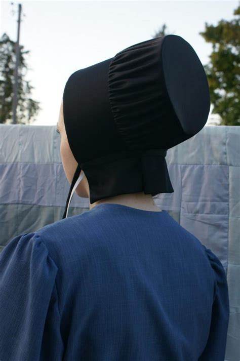 Amish Womans Black Travel Bonnet Handmade With Strings Etsy