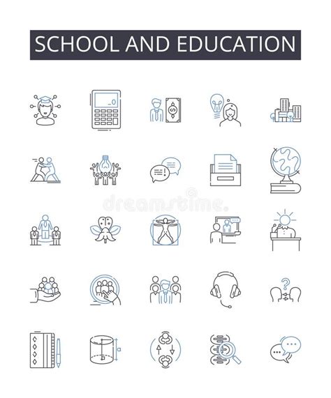School And Education Line Icons Collection Institution Academy Learning Pedagogy