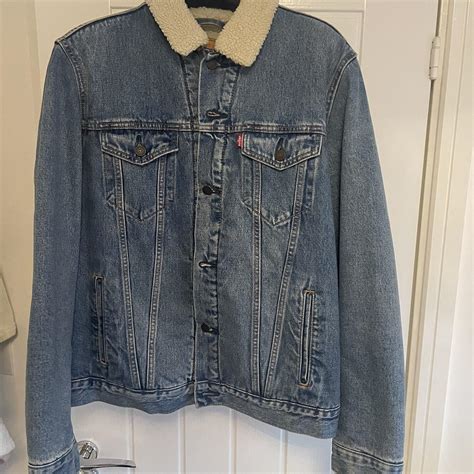 Levi Denim Sherpa Jacket Size Large Depop