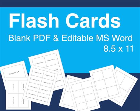 Printable Flash Card Templates Downloadable A4 And 85 X 11 Editable