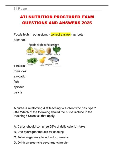 Ati Nutrition Proctored Exam Questions And Answers 2025 Ati Nutrition