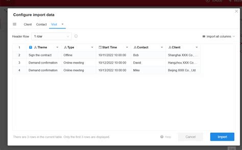 import excel file to create application worksheet hap