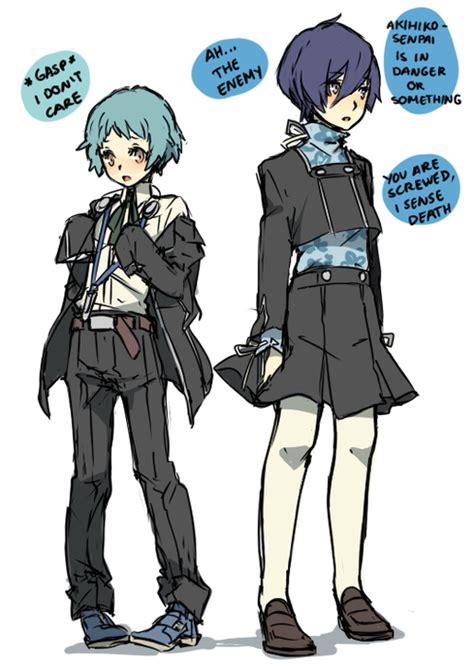 Yuuki Makoto And Yamagishi Fuuka Persona And 1 More Drawn By Ai Wa