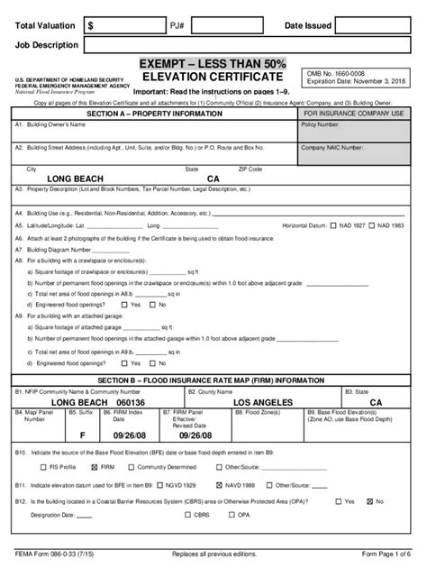 Fillable Online Form Flood Elevation Certificate Exemption Form Fax Email Print Pdffiller