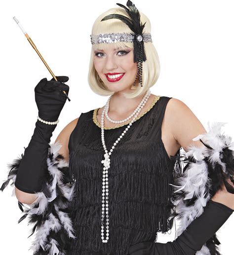 Hoofdband Pailletten Zilver Met Veren En Parels Carnavalskleding