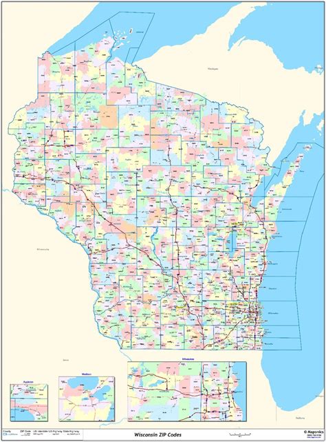 Wisconsin Zip Code Map Adams County Wi Zip Code Map Premium