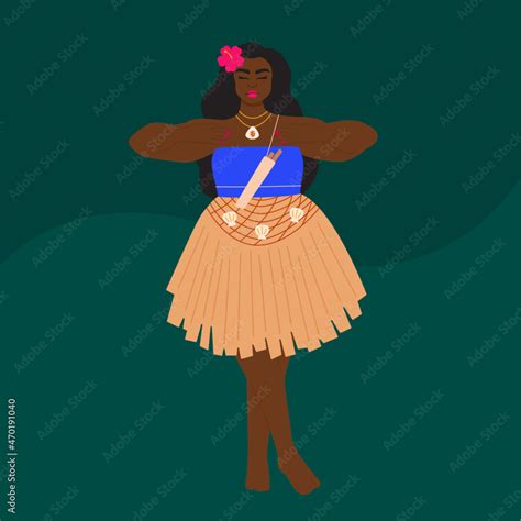 Llustration Of Woman Performing Traditional Chamoru Dance Stock Vector Adobe Stock