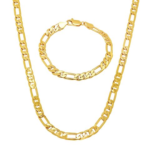 6mm Polished 025 Mils 14k Yellow Gold Plated Figaro Chain Necklace