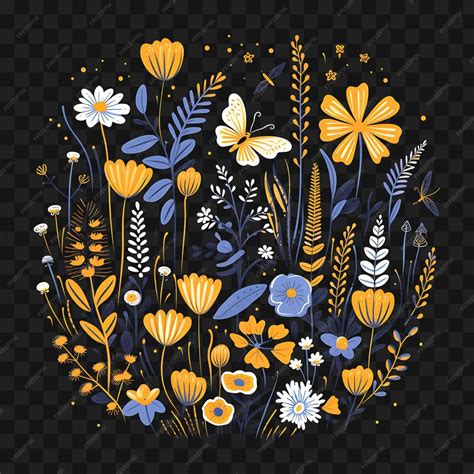 Premium Psd Psd Of Wildflower Meadow With A Butterfly Buzzing Bees