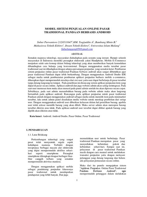 Model Sistem Penjualan Online Pasar Tradisional Pandaan Berbasis