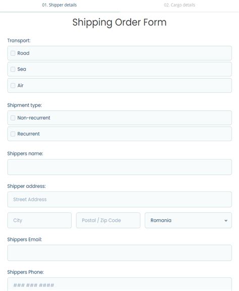 Online Shipping Order Form Template 123formbuilder