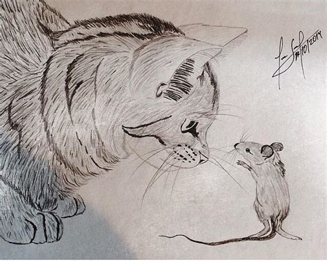 Cat And Mouse Drawing By Lao Salazar Fine Art America